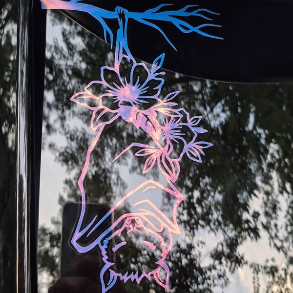 Floral Bat Vinyl Decal | Holographic Bumper Sticker | Laptop Decal ...