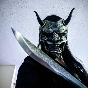 Cool Badass Face Masquerade Mask for Men, Samurai Assassin Scary Oni ...