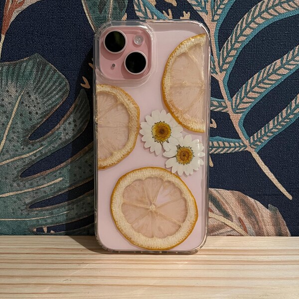 Pressed Real Lemon iPhone Case, Pressed Fruits iPhone 16 15 Iphone14 ...