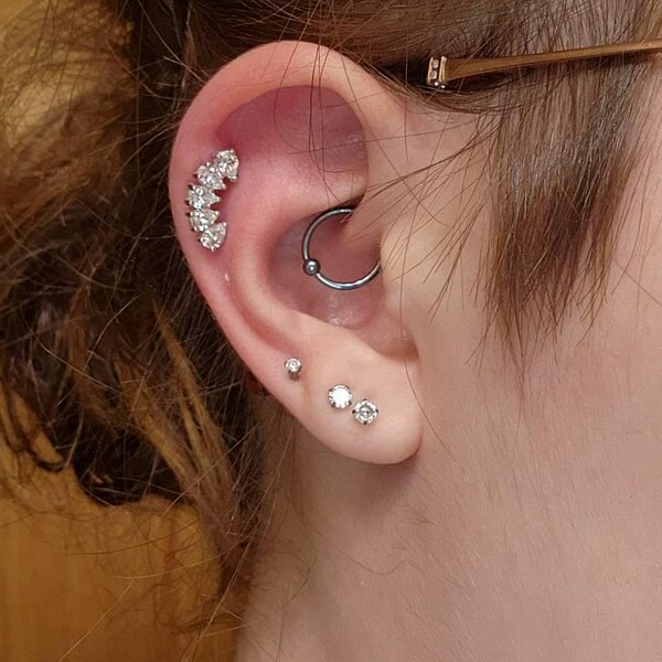 Comet Stud Piercing - 14 Karat Real Gold Screw Back Cartilage Piercing, Tragus Piercing ...