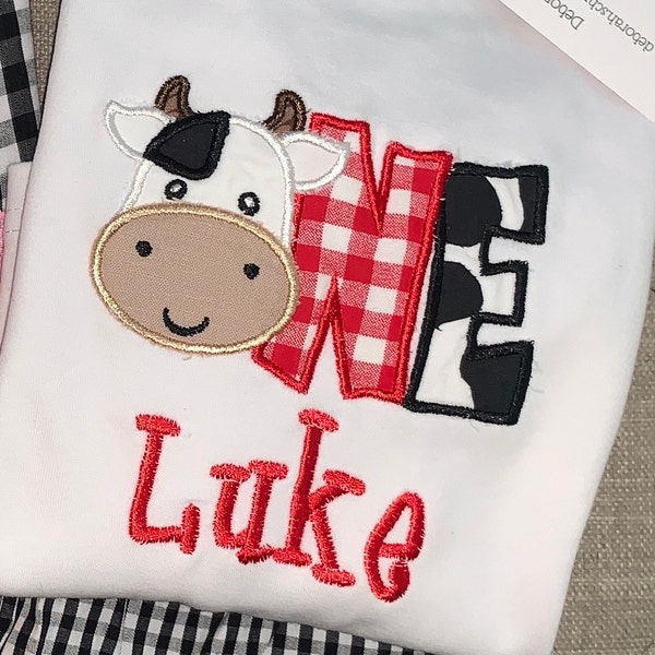 Cow Birthday Number ONE Applique Machine Embroidery Design NO:0605 - Etsy