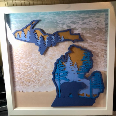 3D Layered Michigan State, Digital Download, Glowforge Cut File, Wall ...