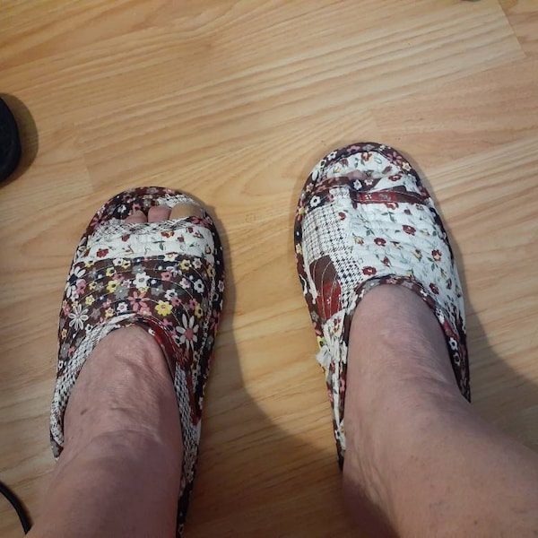 Indoor Slippers, Rose Garden, SM, Quilted Slippers, Cotton, Socks, Non ...