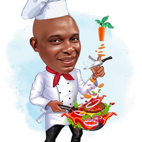 Custom Male Chef Cartoon Portrait, Chef Caricature, Gift for Chef ...