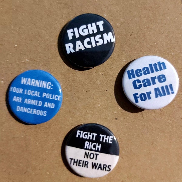 4 Vintage Remake Political Button Badges Socialist Liberal Healthcare ...