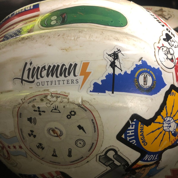Lightening Bolt & Linemen Hard Hat Decal, Storm Chaser, Power Lineman ...