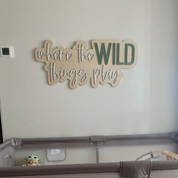 Where the Wild Things Play Sign, Wood Sign, Playroom Sign, Where the ...