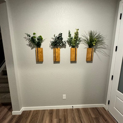Wooden Wall Pockets for Plants Wooden Hanging Vase Handcrafted Unique ...