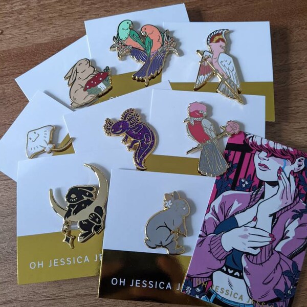 Moon Rabbit Hard Enamel Pin - Gold, Black - Bunny Rabbit Lapel Pin ...