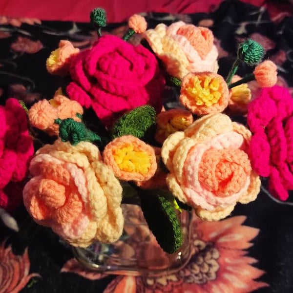 Flower Bouquet Crochet Pattern, Crochet Flower Bouquet Pattern, Crochet ...