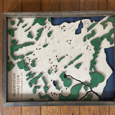 Custom Golf Course Map Engraved Golf Map Custom Golf Picture Wooden ...