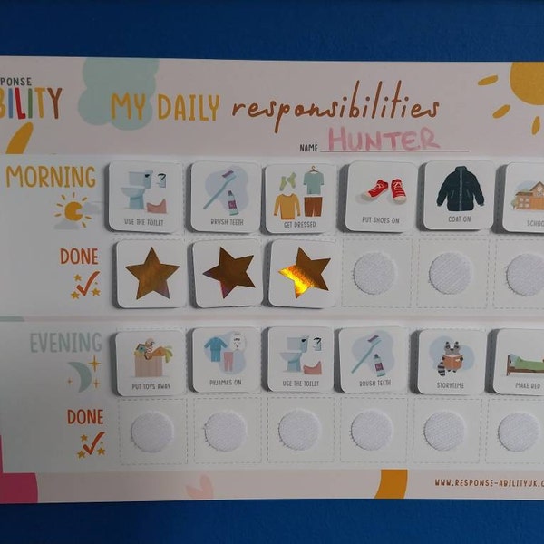Daily Routine Chart, School Routine Chart, Kids Daily Responsibilities ...