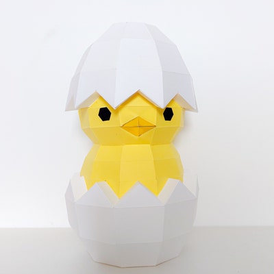Chick in Egg Papercraft 3D DIY Low Poly Paper Crafts Easter Decor Model ...