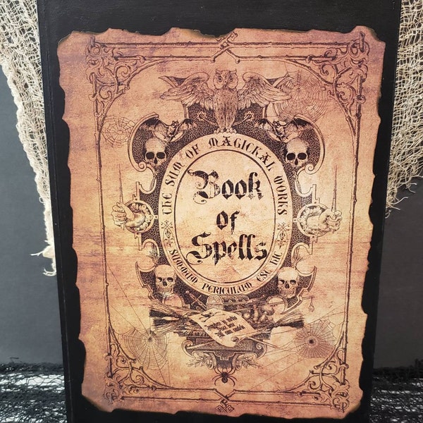 Vintage Halloween Spell Book Cover: Printable Witch Graphics (digital ...