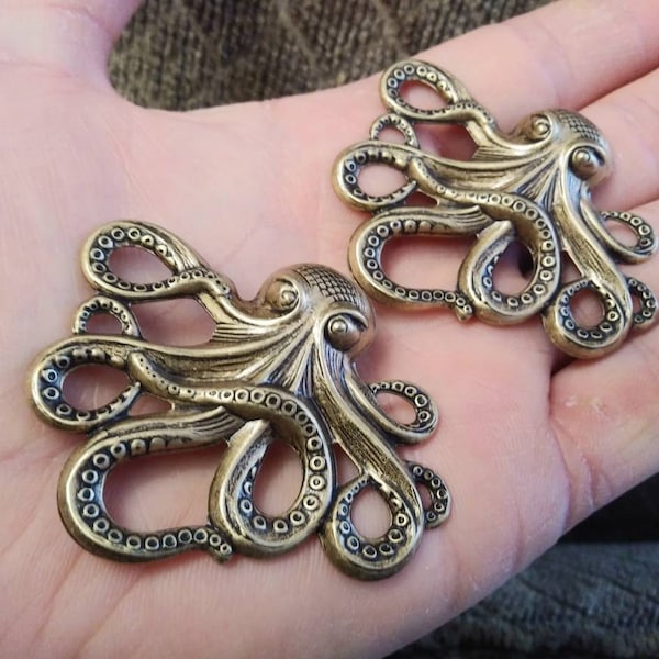 Large Steampunk Brass Octopus, Brass Ox Finish, 64mm X 53mm - Etsy
