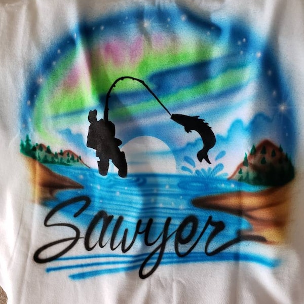 Airbrush T-shirt - Howling Wolf - Airbrushed T-shirt - Personalized ...