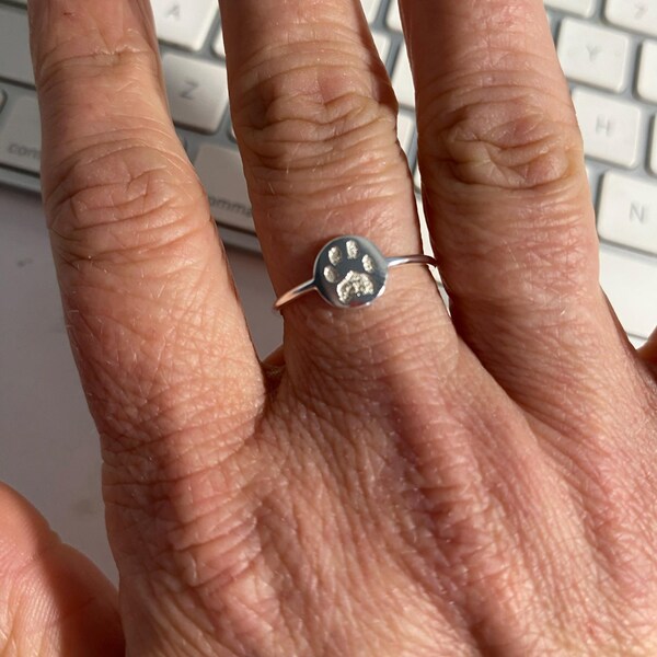 Pet Memorial Gift Custom Paw Print Ring Engraved Pet Print Jewelry Pet ...
