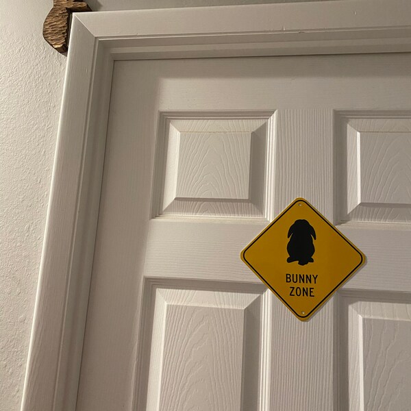 Lop Bunny Zone; Pet Rabbit Sign, Aluminum, 6", Glossy Black on Caution ...