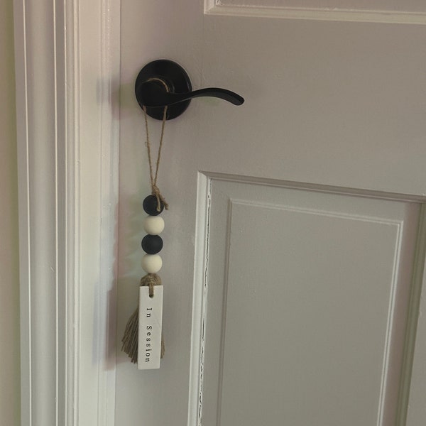 Occupied Bathroom Door Sign | Do Not Disturb Wood Bead Tassel Clay Tag ...