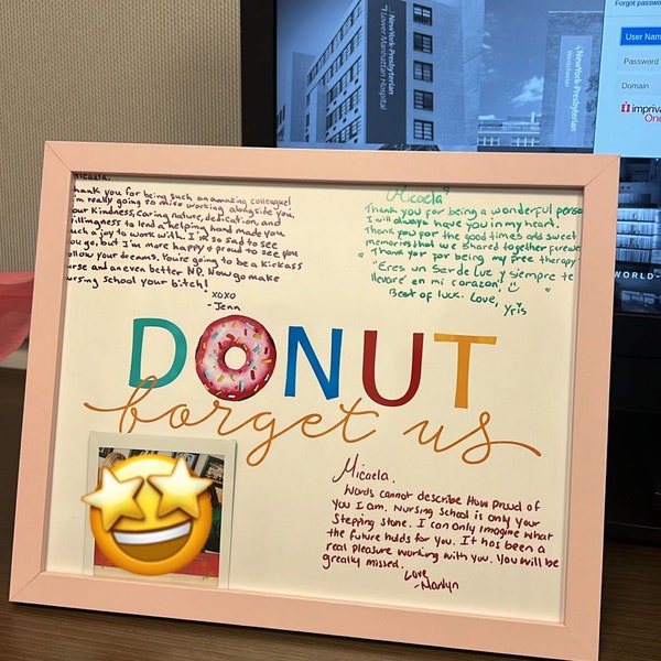 Donut Forget Us Sign Signing Board Friend Leaving Gift Coworker Leaving ...