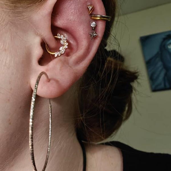 Titanium Star Vertical Dangle Helix Piercing, Threaded Flat Back Stud ...