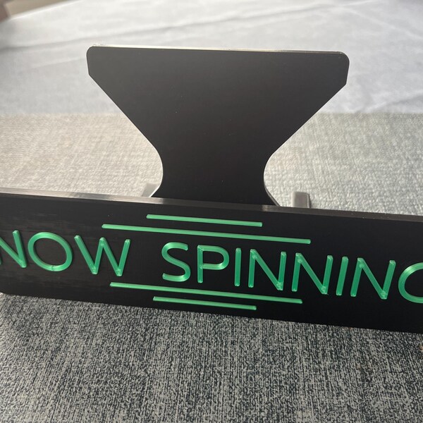 Now Spinning Display Stand for Vinyl Records - Retro Tabletop Holder ...