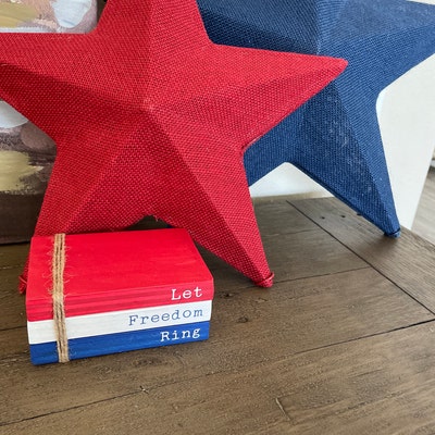Patriotic Book Stacks Summertime Book Bundles USA Decor Farmhouse Book ...