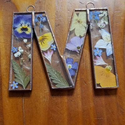 Personalised Stained Glass Pressed Flowers Initial Frame - Etsy
