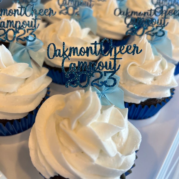 Custom Text Cupcake Toppers, Gold Glitter Cupcake Topper, Personalized ...