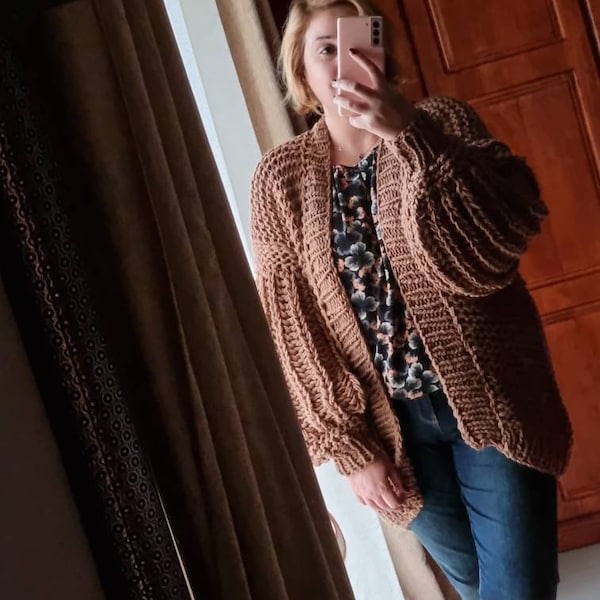 Beige Jacket Cable Knit Cardigan Oversized Sweater Wool Coat Women ...
