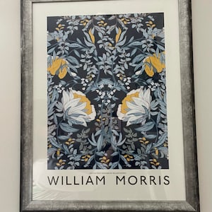 Floral Art Print, Vintage Blue Flower, William Morris Poster Exhibition ...