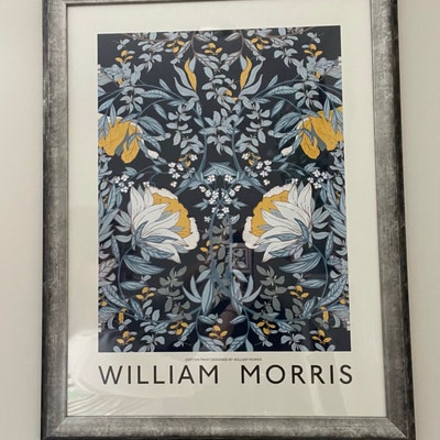 Floral Art Print, Vintage Blue Flower, William Morris Poster Exhibition ...