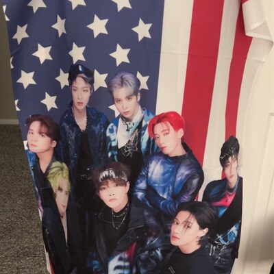 BTS Suga Long Hair Photo Flag Banner, Agust D Suga American Flag ...