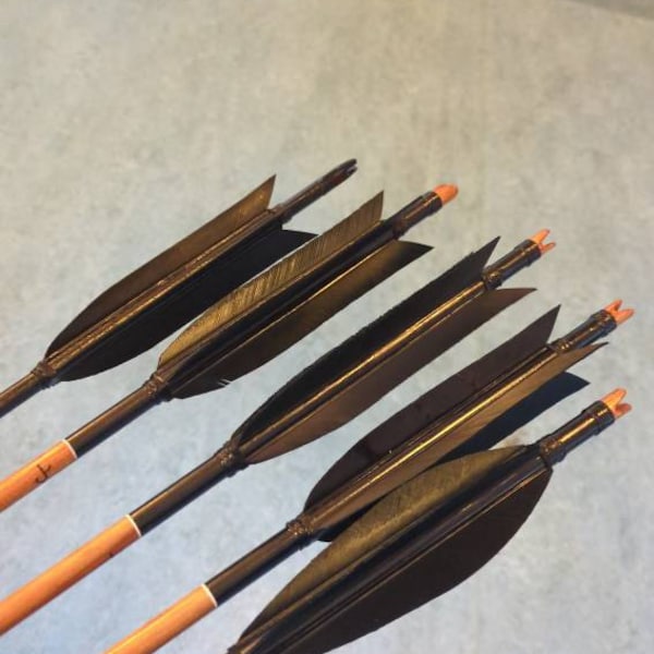 Handmade Traditional Wood Arrows - "raven" [set of 6] - Etsy