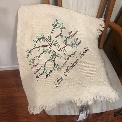 Personalized Family Tree Afghan, Family Tree With Family Member Names ...