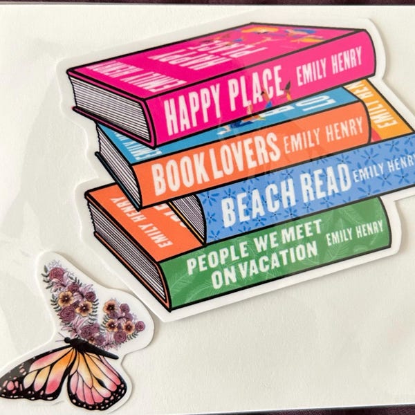 Happy Place Book Stack Sticker - Etsy