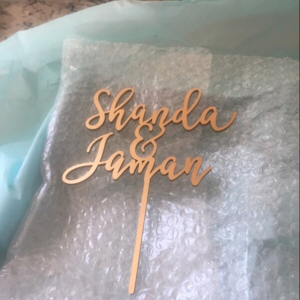 Personalized Names Wedding Cake Topper 6"w Inches, Couple Custom Cake ...