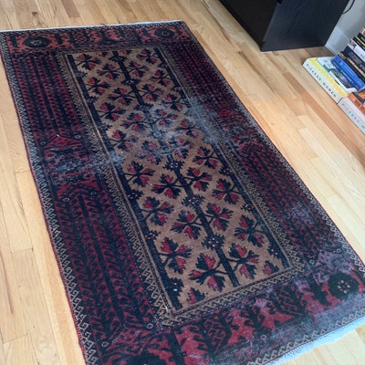 3x6 Blue Distressed Tribal Vintage Accent Rug, Oriental Turkish ...