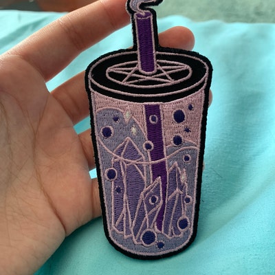 Witch Boba Patch 5 Iron on Embroidered Patch Bubble Tea Crystal Pentacle Pentagram Witchcraft ...