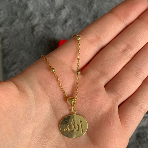 Muslim Allah Name Plate Necklace, Holy Arabic Allah Pendant, Faith ...