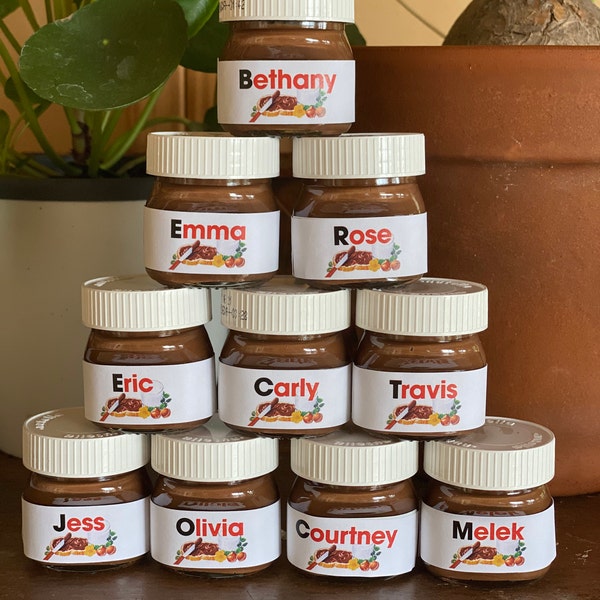 PERSONALISED MINI NUTELLA Jar Label, Mini Nutella Favor, Nutella Party ...