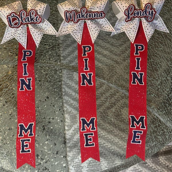 Red Rhinestone Cheer Pin Me Ribbon - Etsy