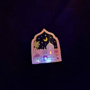 Enamel Pin-masjid in the Skies Gold Enamel Pin, Muslim Pin, Mosque ...