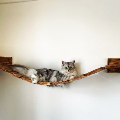 Large Wall Mounted Cat Bridge Lounge Platform Built Solid Wood and ...