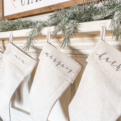 Personalized Christmas Stocking Custom Name Stocking Linen Stockings ...