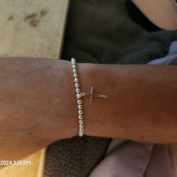 925 Sterling Silver Cross Charm Bracelet, Religious, Sterling Silver ...