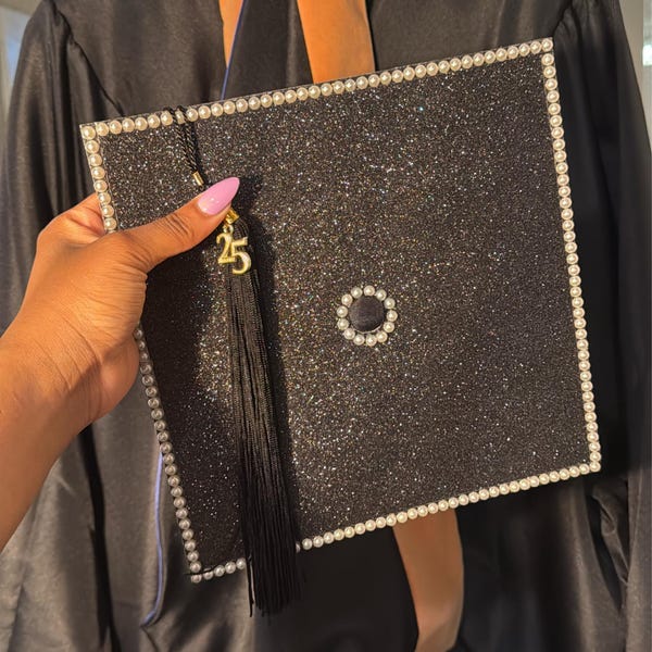 Glitter Pearl Graduation Cap Topper - DIY Grad Gift 2024 - Etsy