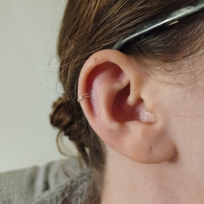 Double Helix Hoop, Sterling Silver Helix Piercing, Conch Hoop, Tiny ...