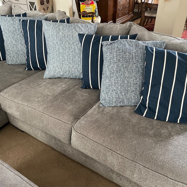Blue and White Pillow Covers for All Size Pillow Inserts Incl. Euro ...