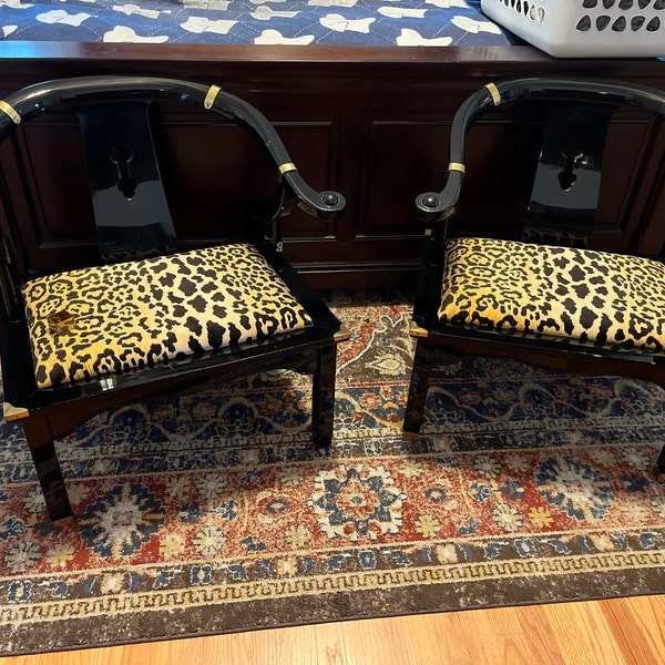 BALLARD DESIGNS SERENGETI Camel Black Gold Leopard Cheetah Tiger Velvet ...